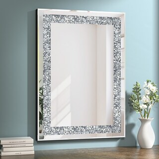 KOHROS Silver Rectangle Crystal Decorative Wall Mirror - Bed Bath ...