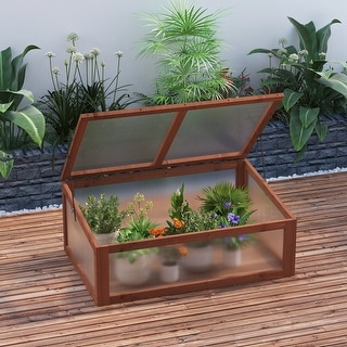 Portable Wooden Garden Green House Cold Frame with Sloped Top, Indoor ...