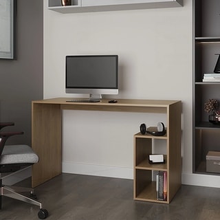 Charming Natural Oak Computer Desk with Versatile Storage Options - Bed ...