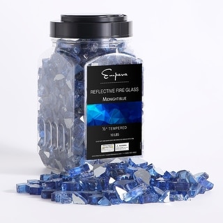 10 lbs. 1/2-in Blue Reflective Tempered Fire Glass for Gas Fire Pit ...