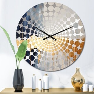 Designart "Waves Of Joy Minimal Nova Blue And Gold I" Abstract Painting ...