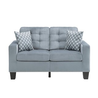 Demetra Gray Fabric Love Seat - Bed Bath & Beyond - 39229813