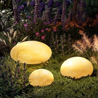 Pebble Solar LED Glow Pathway Garden Light with Remote - 12" - Bed Bath ...