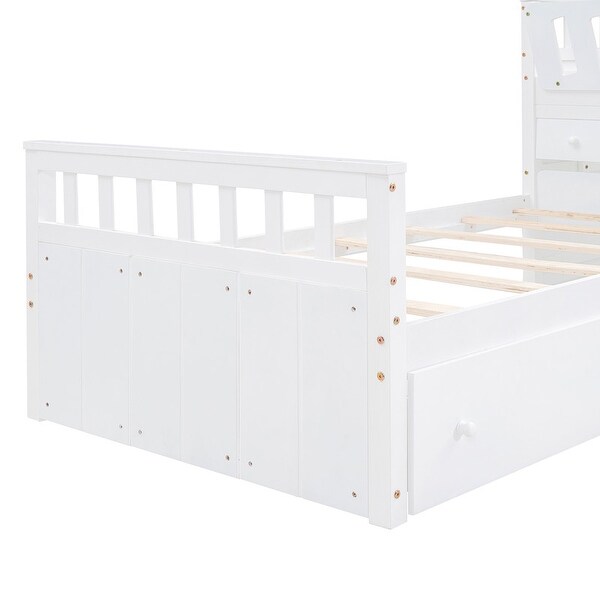Space Saving Design Twin Size Low Height Loft Bed and Platform Bed Sets Kids Storage Bed Frame with 7 Drawers and Guardrails Bed Bath Beyond 40781476
