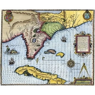 Florida Map 1591. /Nengraving By Theodor De Bry After A Now Lost ...