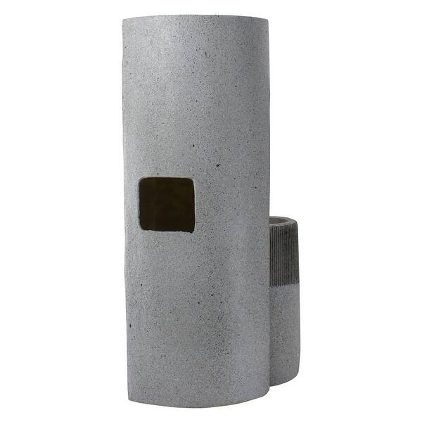 24" Gray Speckled Modern Style 3-Tier Rainfall Outdoor Water Fountain ...