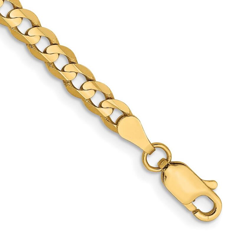 Curata 14k Yellow Gold 3.8mm Open Concave Curb Chain Bracelet Options ...