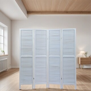 4 Panel Wood Folding Louvered Room Divider - Bed Bath & Beyond - 40439189