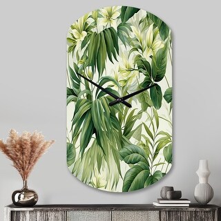 Designart - Vintage Jungle - Plants Large Wall Clock in Asymmetrical ...
