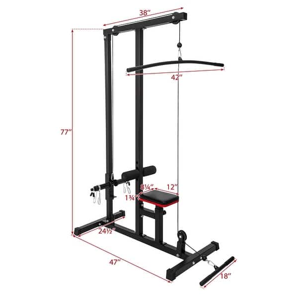 LAT Pulldown Machine Low Row Cable Pull Down Fitness Station Home Gym ...