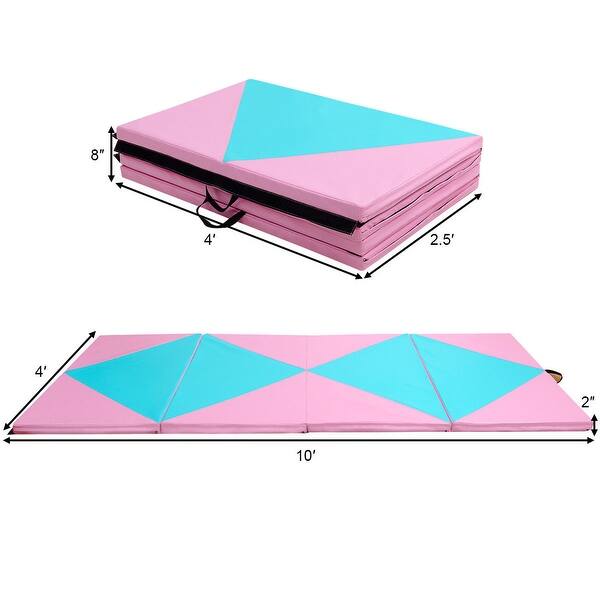 Gymax 4'x10'x2'' Gymnastics Mat Folding Portable Exercise Aerobics ...