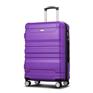 Purple Expandable Luggage Sets 3 piece Side Hooks Hard Case Luggage ...