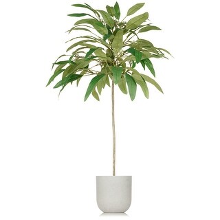 29" Artificial Mango Tree Plant in Gray Planter Pot - Bed Bath & Beyond ...