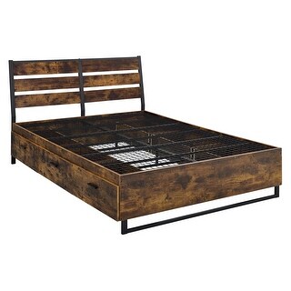 Garrett Rustic Oak and Black Storage Bed with 6 Drawers - Bed Bath ...