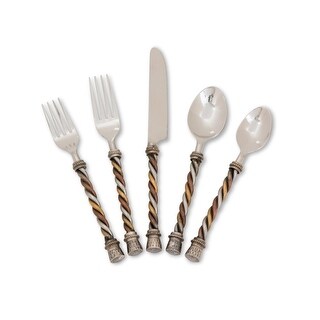 Club Pack of 20 Gold and Silver Finish Twisted Flatware Set 14.75 ...