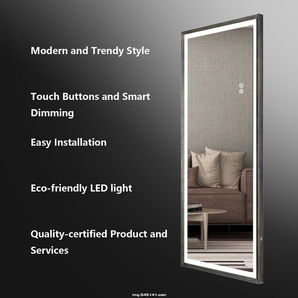 LED Full Length Lighted Mirror,Wall Mounted Hanging,Dimmable Lights ...