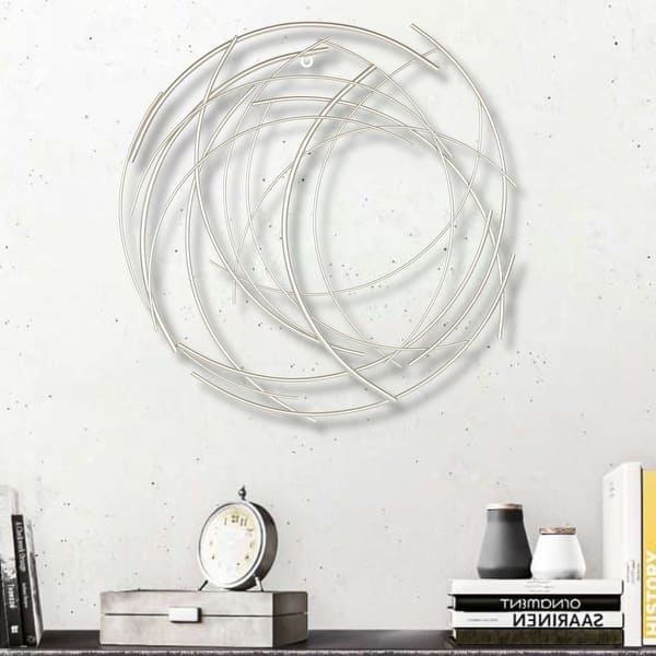 Denine Metal Silver Small Abstract Round Wall Art - Bed Bath & Beyond ...
