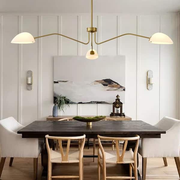 3 Arm Mid Century Modern Chandelier with White Glass Shade - Bed Bath ...
