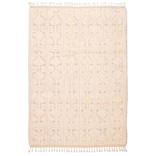 ECARPETGALLERY Hand-knotted Tangier Cream Wool Rug - 8'7 x 11'7 - Bed ...