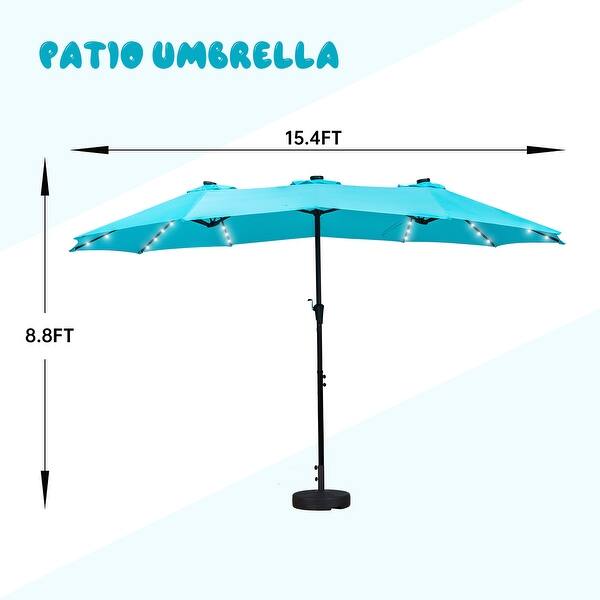 Autlaycil 15ft Retangle Patio Umbrella with Solar Lights - Bed Bath ...