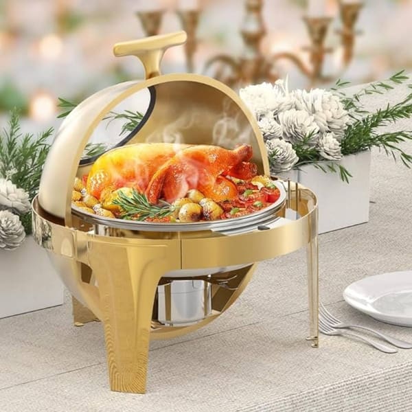 6.3 Quart Round Roll Top Chafing Dish Food Warmer - 6.3 Quart - Bed ...