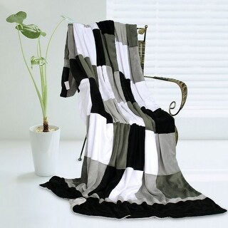 Plaids - Reflection Soft Coral Fleece Patchwork Throw Blanket (59 by 78 ...