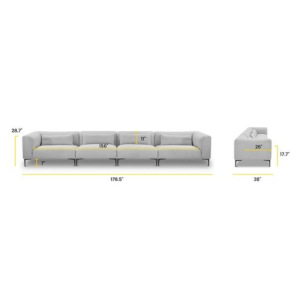 Poly and Bark Sola Modular 4 Piece Sofa in Soho Grey - Bed Bath ...