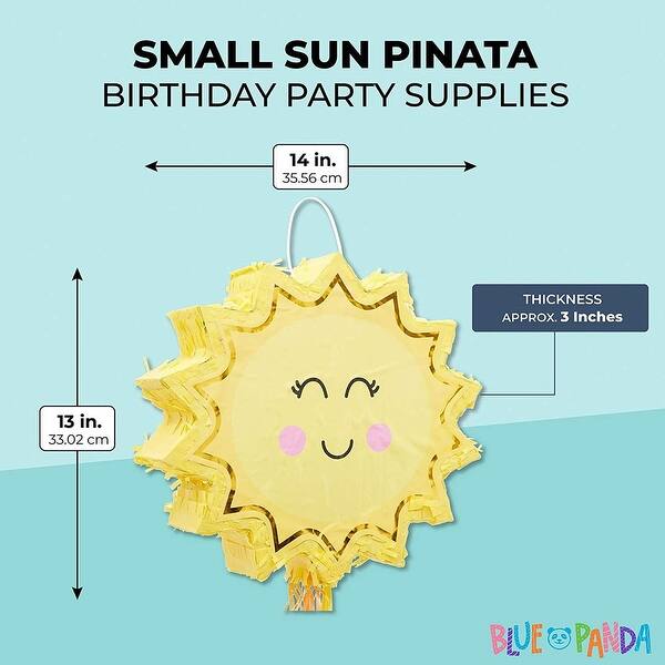 Small Sun Piñata for Kid's Birthday Party or Baby Shower (14 x 13 x 3 ...
