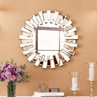Round Goldtone Sunburst Wall Accent Mirror - On Sale - Bed Bath ...