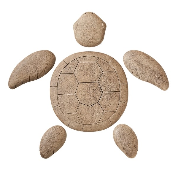 Turtle Stepping Stone - 6-Piece Cement Flagstone Pavers Set - Brown ...