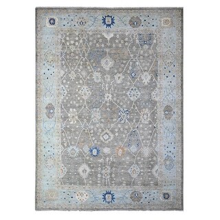 Goose Gray with Powder Blue Border, All Over Mahal Design Fine Aryana ...