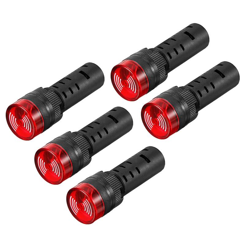 5pcs AC/DC 24V Pilot Light Indicator Flashing Alarm w Buzzer, Red LED ...