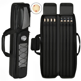 Moasis 4x4 PU Leather Billiard Pool Cue Stick Carrying Case,Billiard Cue Case Holds 4 Butts/4 ...