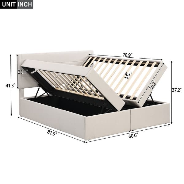 Queen Size Upholstered Platform Bed with Storage Underneath - Bed Bath ...