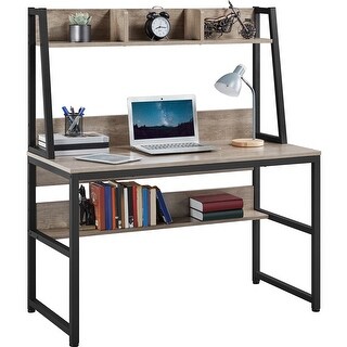 Industrial Computer Desk with Storage Hutch, Rustic Gray - Bed Bath ...