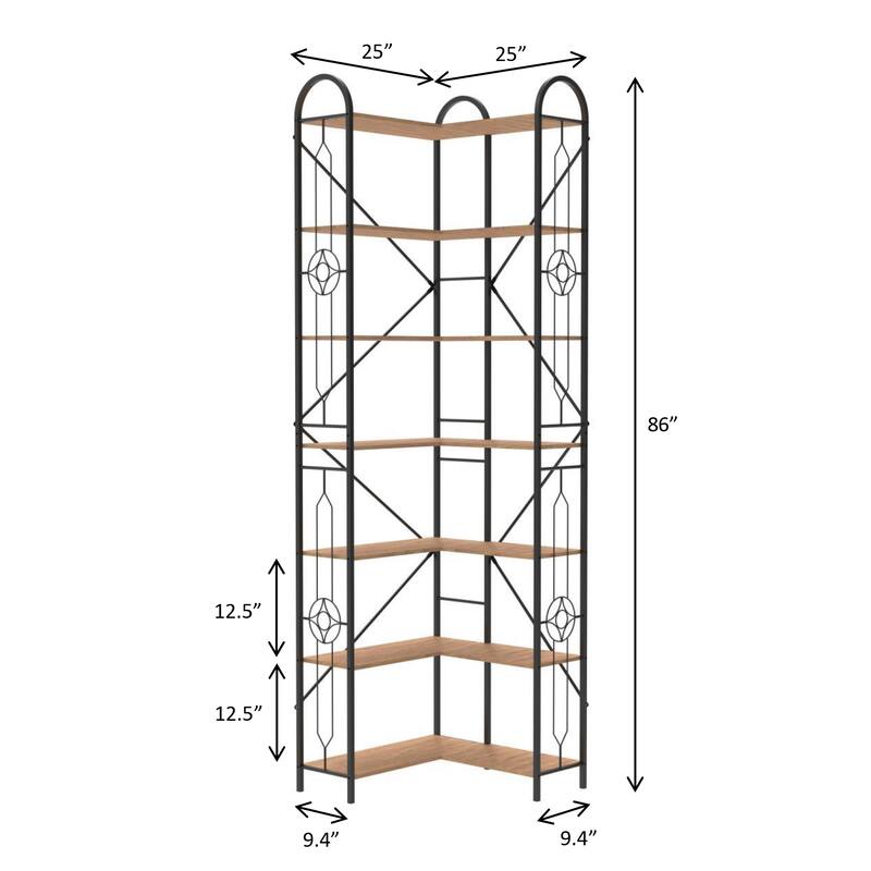 7 Shelf Bookcase, Modern High Bookcase, Thickened Iron Frame and ...