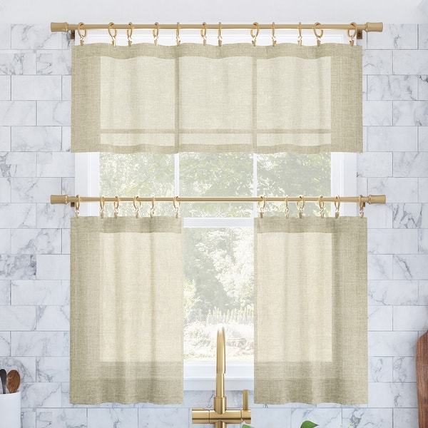 Archaeo Slub Textured Linen Blend Cafe Curtain Valance - On Sale - Bed ...