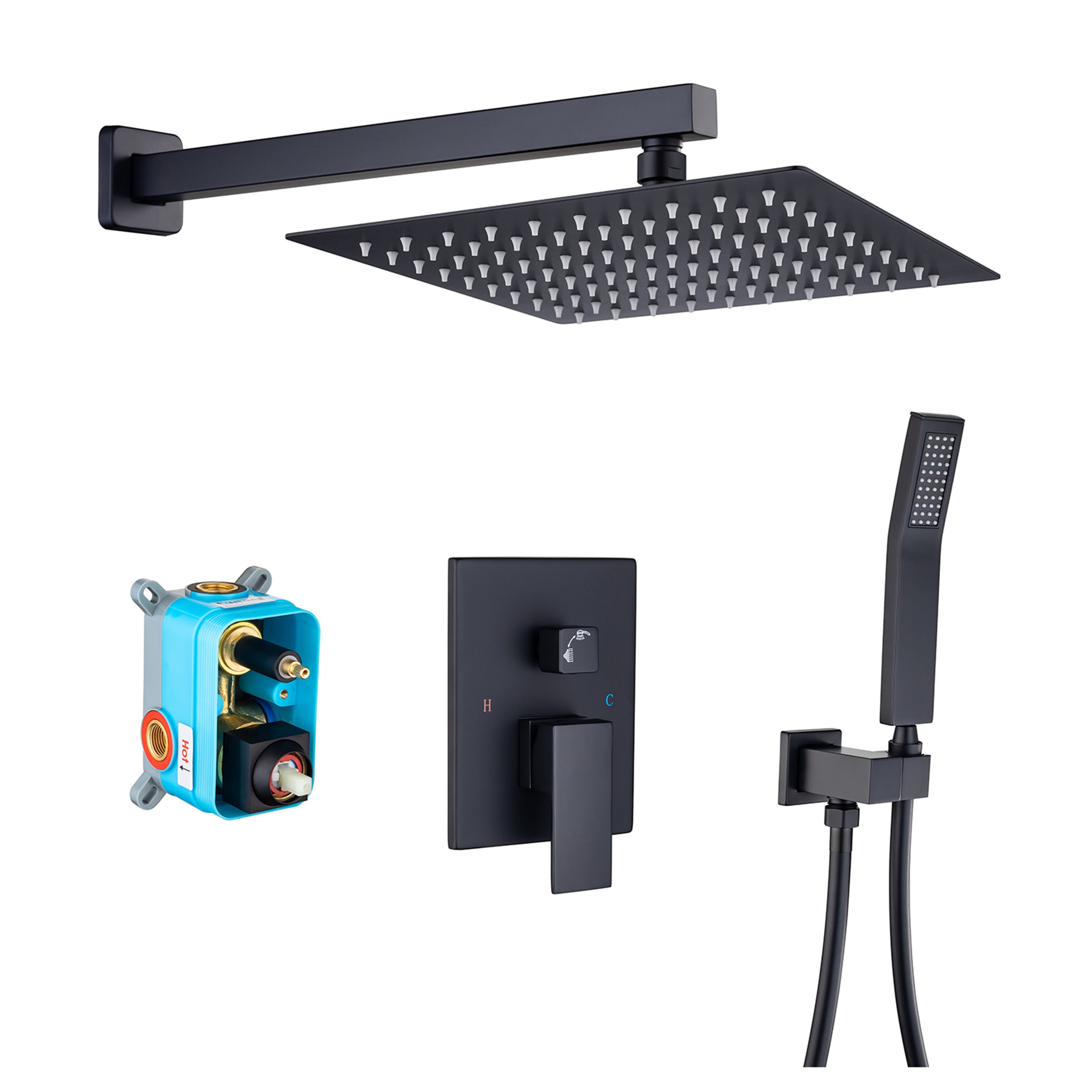 Rainlex Ceiling Mounted Rainfall Shower System Matte Black Bed Bath