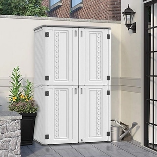 Outdoor Plastic Storage Sheds Withe Lockable Design,Beige - Bed Bath ...