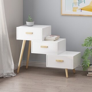 Modern MDF Stair Cabinet with 3 Staggered Drawers,Splayed Legs - Bed ...
