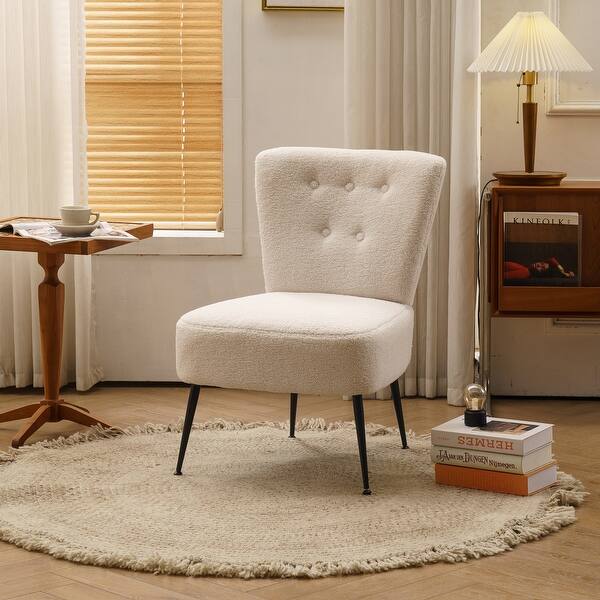 Livingroom Teddy Fabric Accent Chair with Adjustable Feet Screws Modern ...