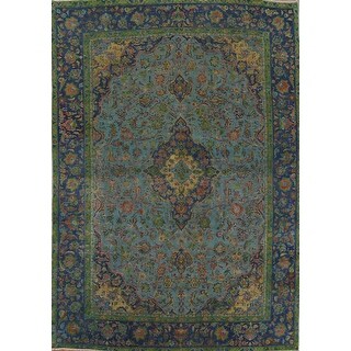 Clearance Over-dyed Kashan Persian Area Rug Hand-knotted Wool Carpet ...