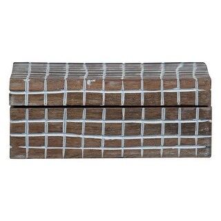 Foreside Home & Garden Handcarved Plaid 6x4" Lidded Decorative Wood ...