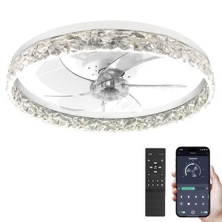 19.68 in. Low Profile Ceiling Fan with Light and Remote Control ...