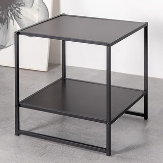 20 Inch Black Frame Side Table, End Table, Rich black wood grain - Bed ...