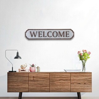 Brown Metal Welcome Horizontal Wall Sign - Bed Bath & Beyond - 36272343