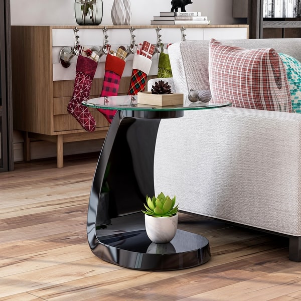 Crescendo Modern 22-inch Glass Top Round Side Table by Furniture of ...
