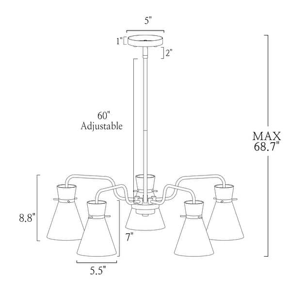 Liniya Modern Glam 5-Light Electroplated Brass Chandelier Seeded Glass ...