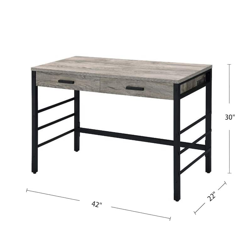 Built-in USB Port Writing Desk in Light Weathered Oak and Black ...