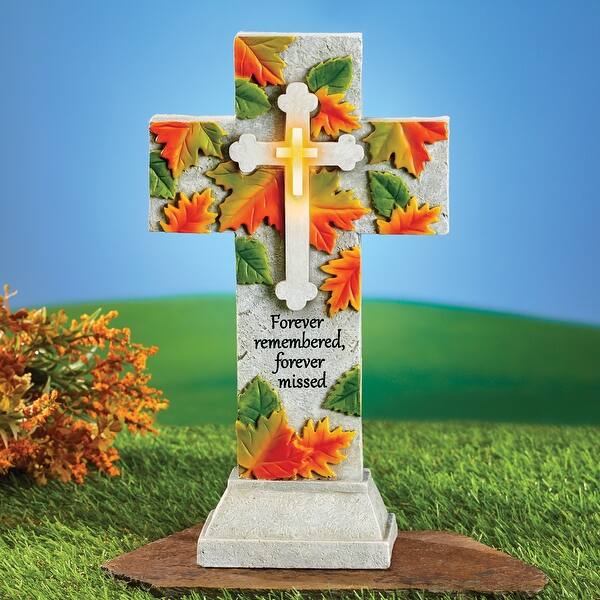 Solar Powered Forever Remembered Memorial Cross - Multi - Bed Bath ...